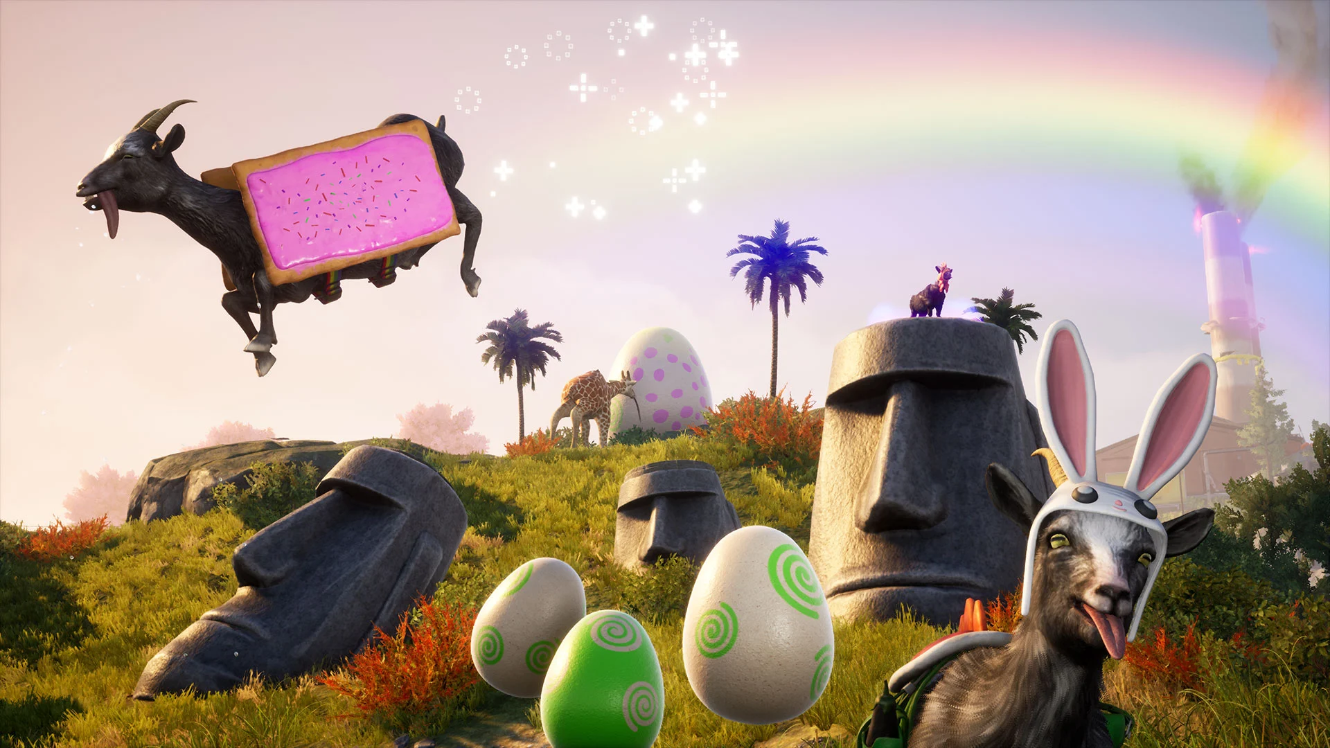 Goat Simulator 3: How to Open the Biggest Egg on Easter Island - Gamer Digest